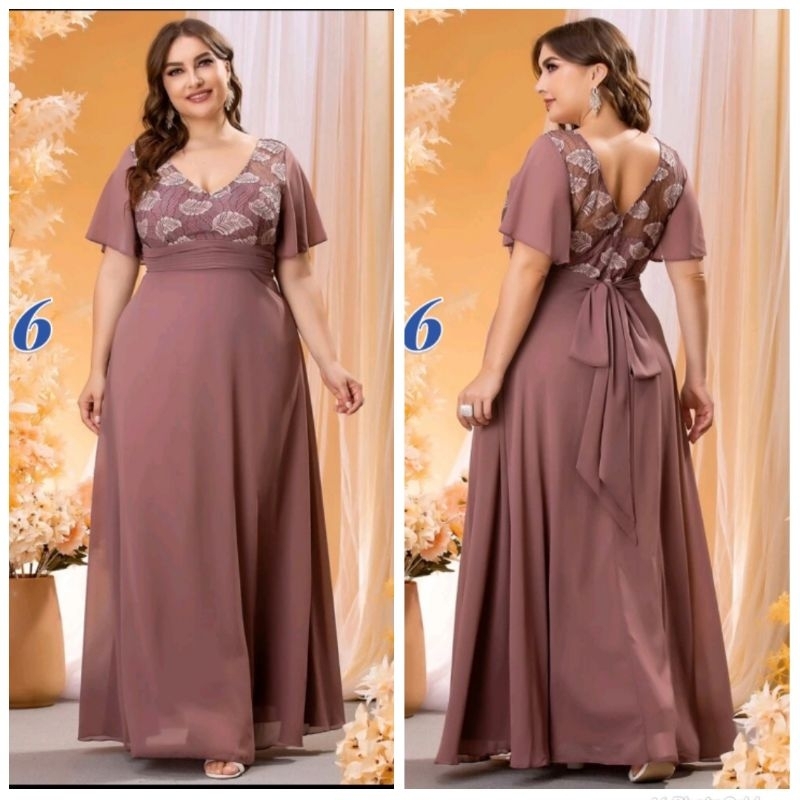 HQ FASHION #1636 ELEGANT PLUS SIZE PLAIN FORMAL V NECK MAXI DRESS OLD ...
