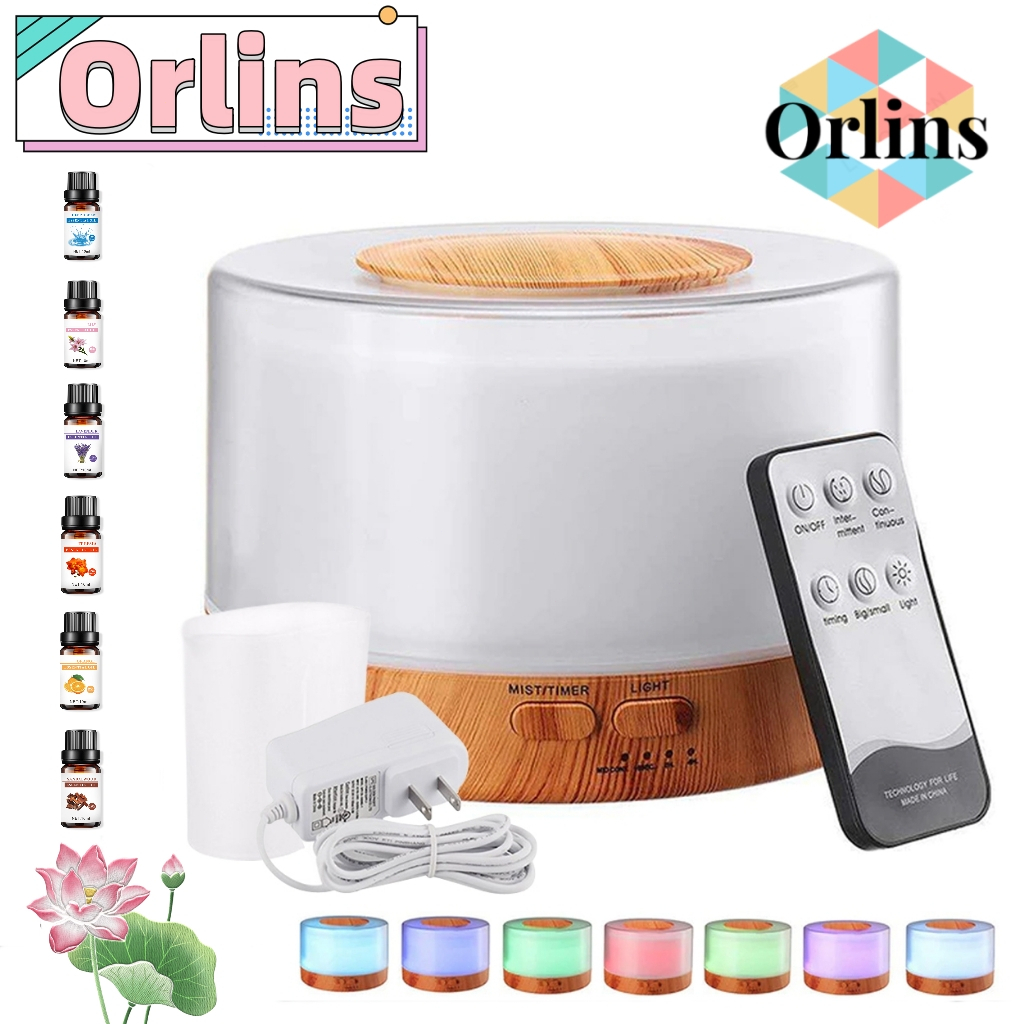 500ML 7 LED Humidifier with Essential oil Ultrasonic Aromatherapy ...