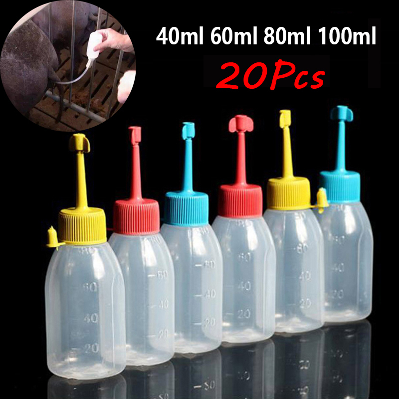 20 Pieces 40ML/60ML/80ML/100ML Plastic Pig Semen Squeeze Bottle ...