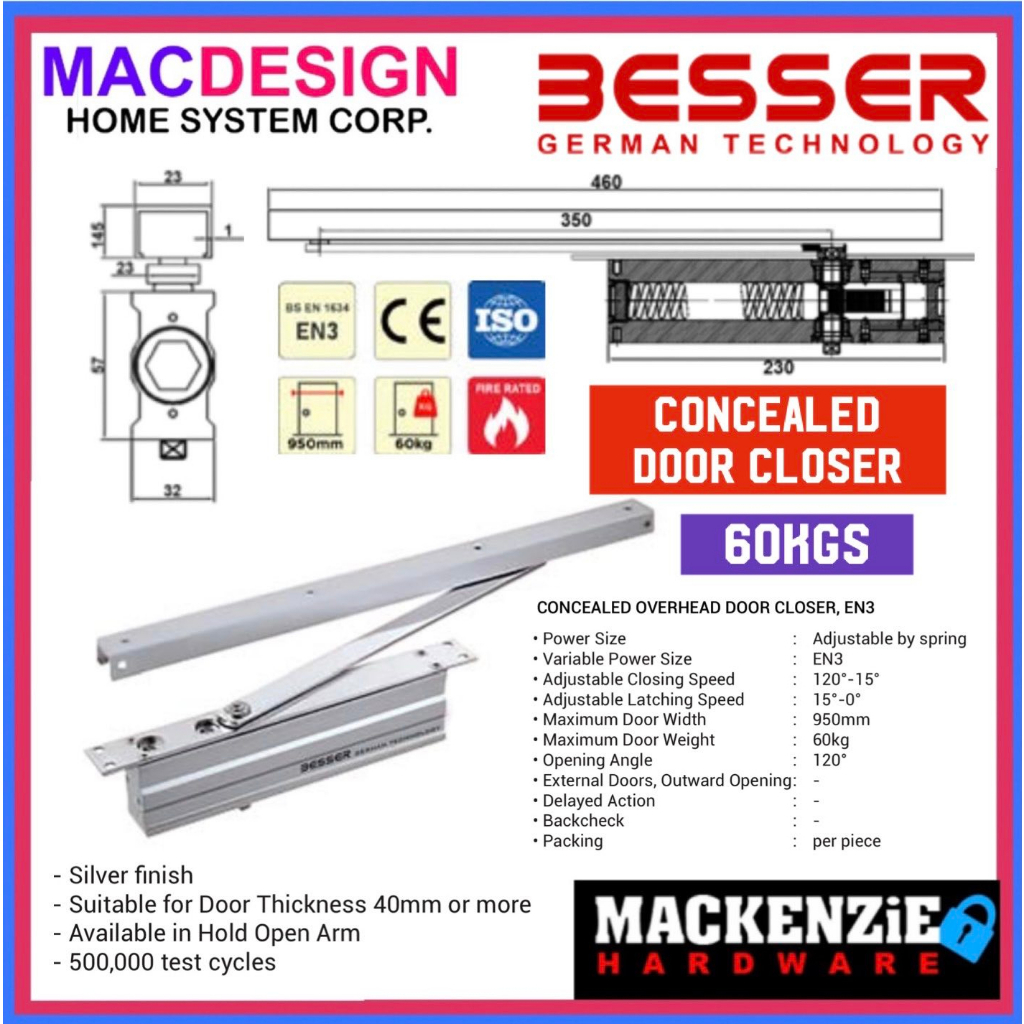 BESSER DC803 CONCEALED OVERHEAD DOOR CLOSER EN3 OFFICIAL SELLER ...