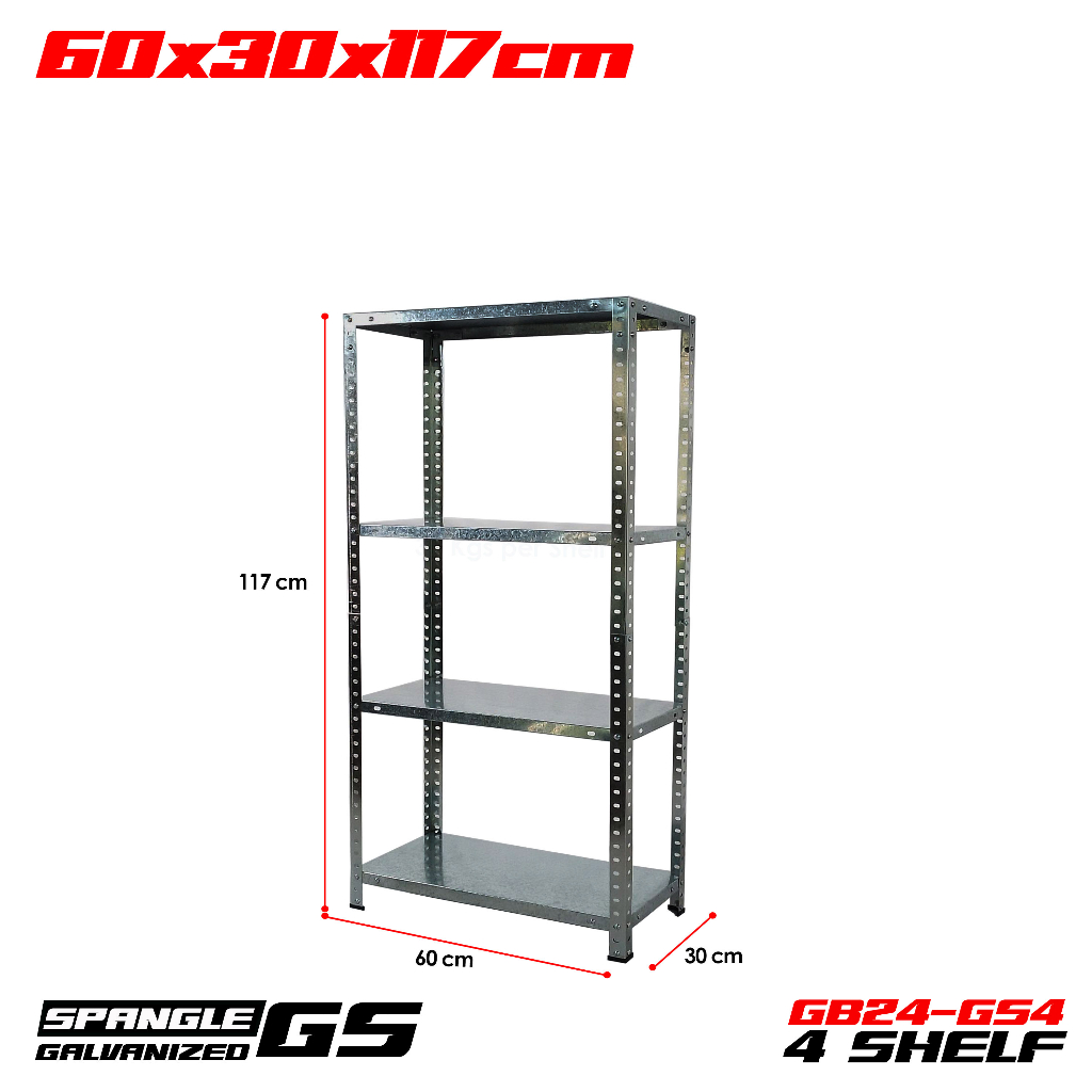 GB24 Galvanized Storage Shelves 3, 4 and 5 Layers Adjustable Metal Rack ...