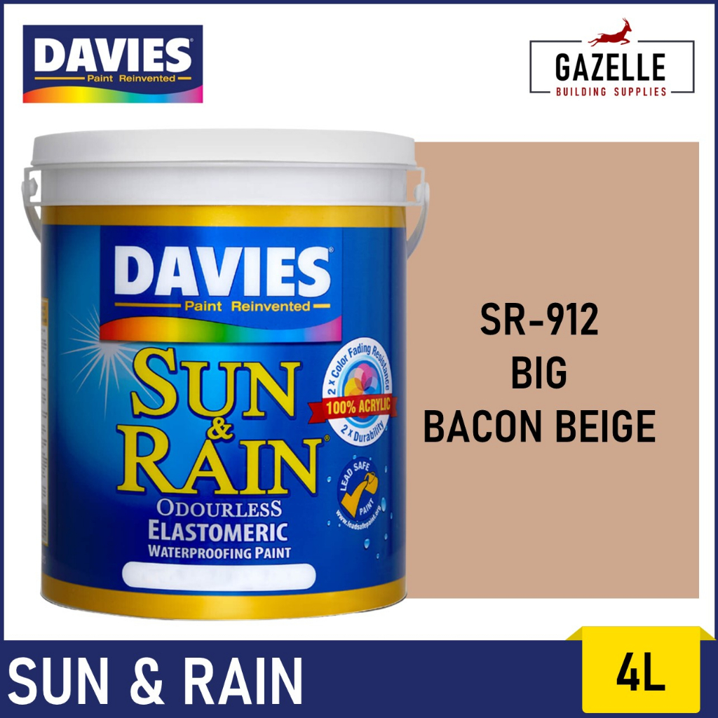 Davies Sun & Rain Acrylic Elastomeric Paint - Browns 4L | Shopee ...