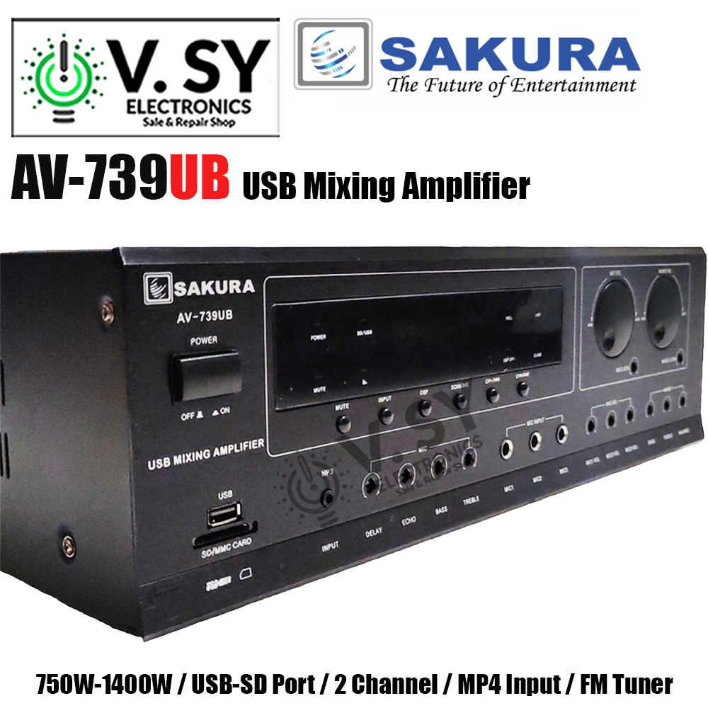 Original 2023 Sakura AV-739UB 2 Channel USB Mixing Amplifier | Shopee Philippines