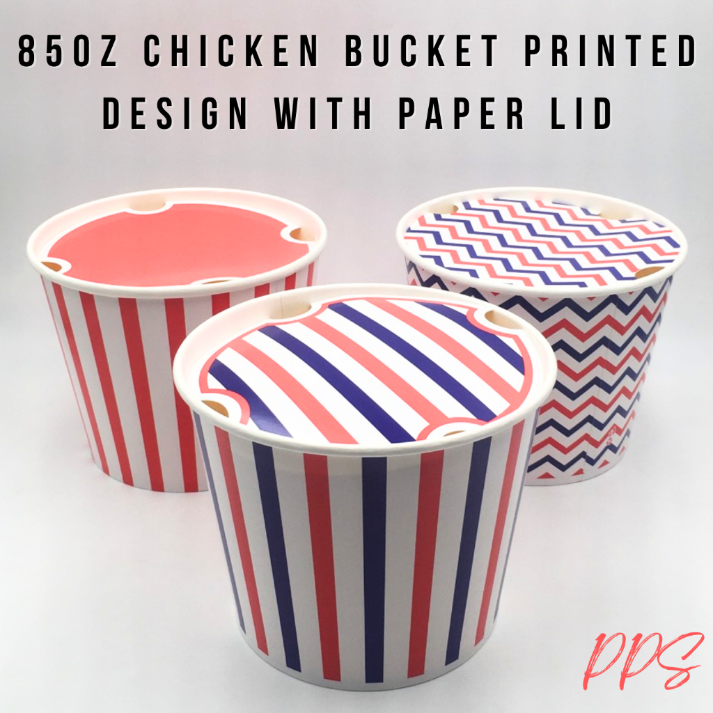 20pcs/50pcs 85oz Chicken Bucket with Printed Design with Paper Lid ...