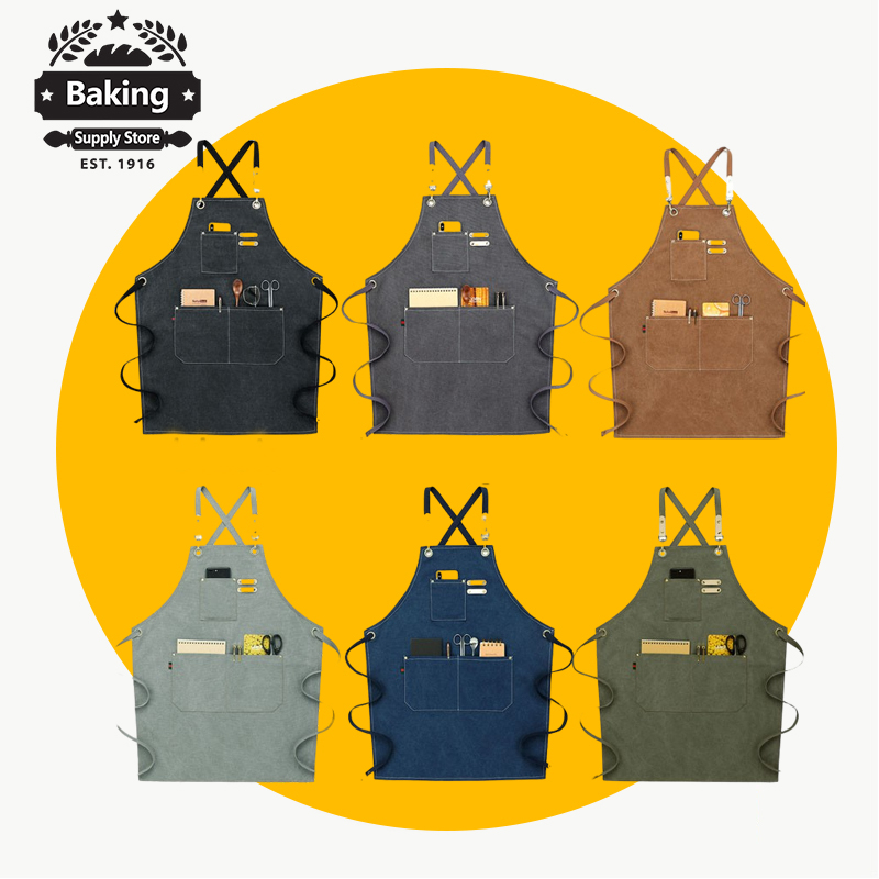 COD ️MenWomen's Canvas Apron Cute Fashion Denim Men's Apron The Barista ...