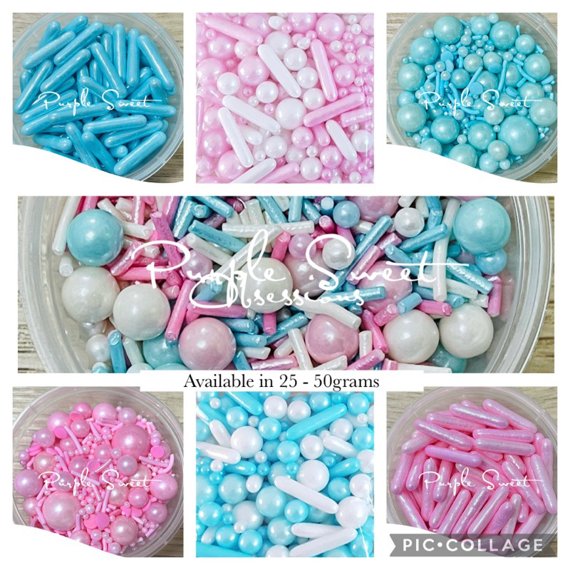 Gender Reveal Pink / Baby Blue Edible Candy Sprinkles / Dragees / Sugar ...
