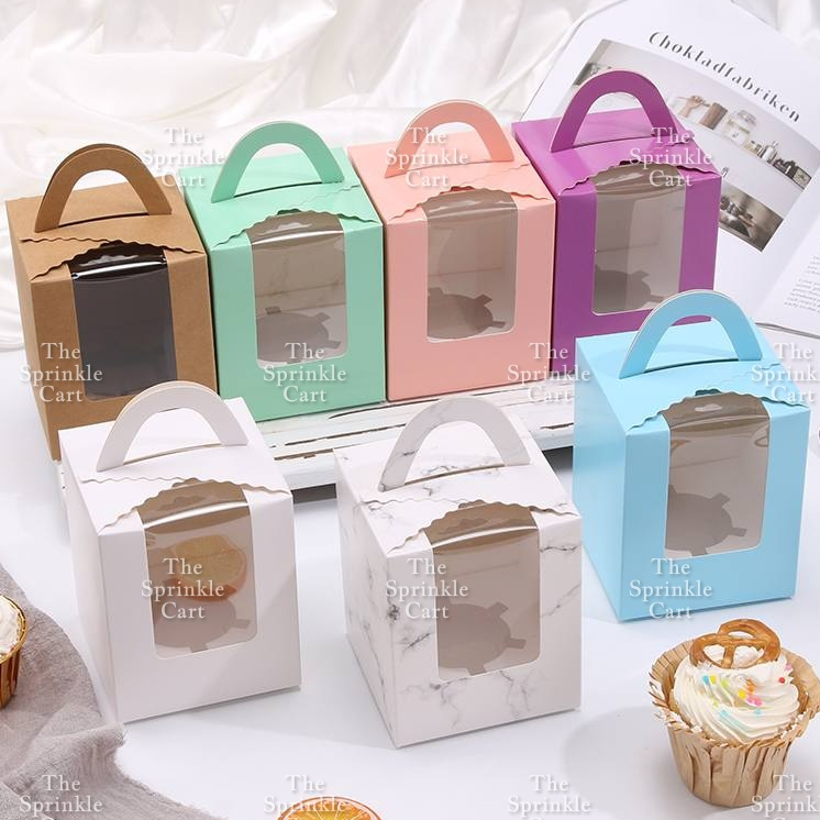 10pcs Solo Cupcake & Cookies Box Muffin Box w/ Holder Single Pastry Box ...