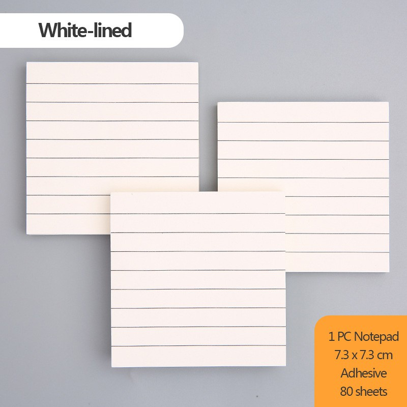 80sheets Line / Grid / Blank Sticky Note Memo Notepad (7.5cm x 7.5cm ...