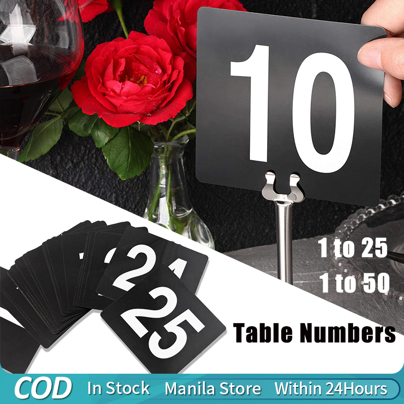1-25/1-50 Black Double Sided Table Numbers 2 Inch | Shopee Philippines