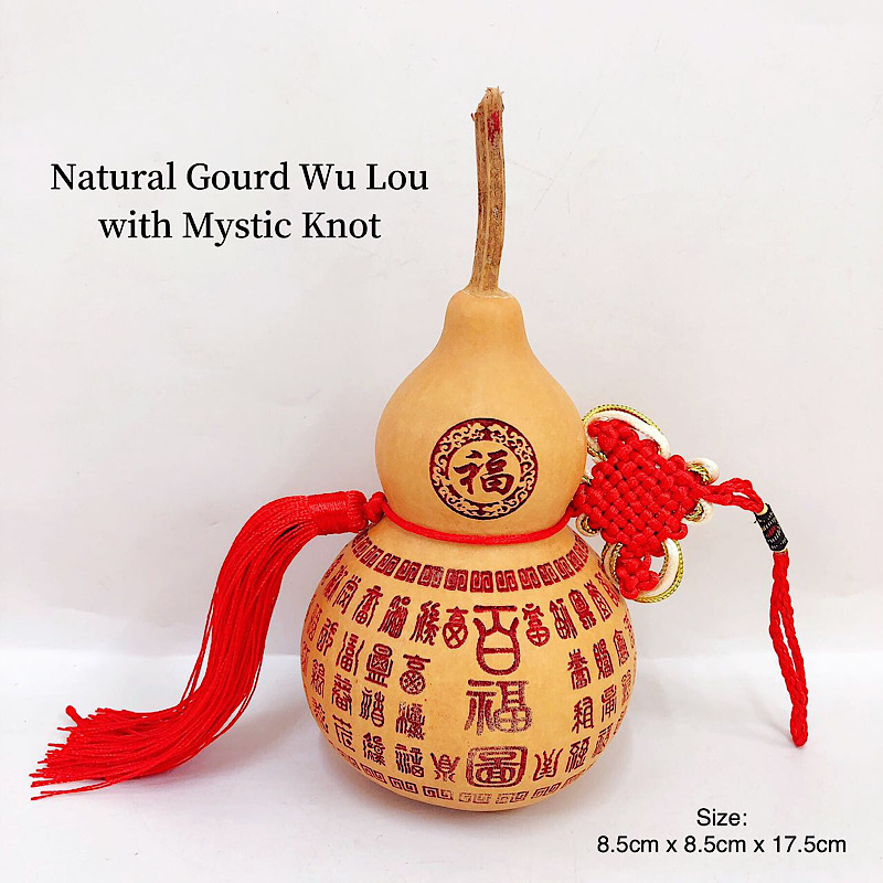 Fengshui Natural Gourd Wulou Wu Lou With Mystic Knot Hanging Charm ...