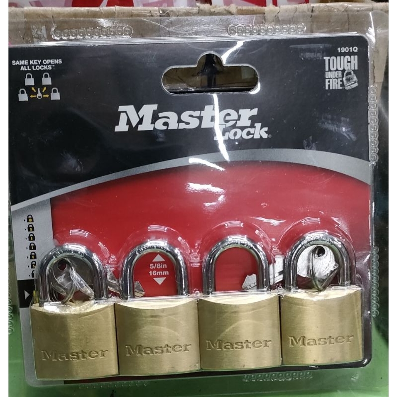 Master Lock 4 Pcs Keyed Alike Solid Brass Padlock 30mm 1901Q | Shopee ...