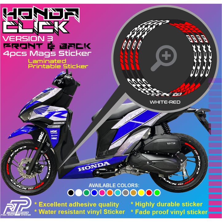 Honda Click V3 Mags Sticker Decals PAIR - Front and Back | Shopee ...