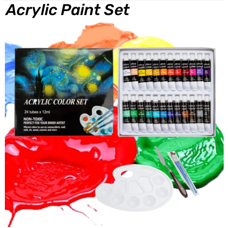 12 Colors 12ML Acrylic Paint Set Bright Acrylic Color Drawing Painting ...