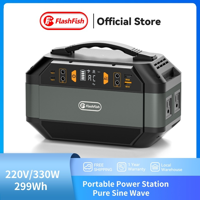 (2 AC Outlet)Flashfish 330W Portable Power Station Solar Generator ...