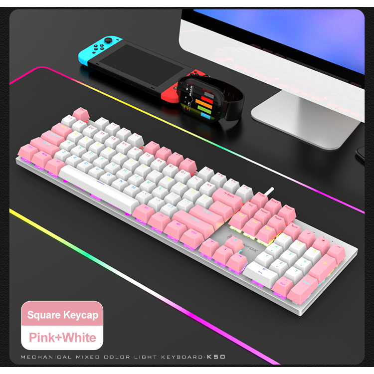ME MK- K50 Real mechanical mixed color light effect gaming keyboard 104 ...