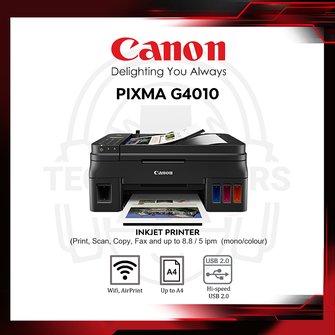 Canon G4010 Ink Tank Wireless All-In-One Printer (Wi-Fi,Print, Scan ...