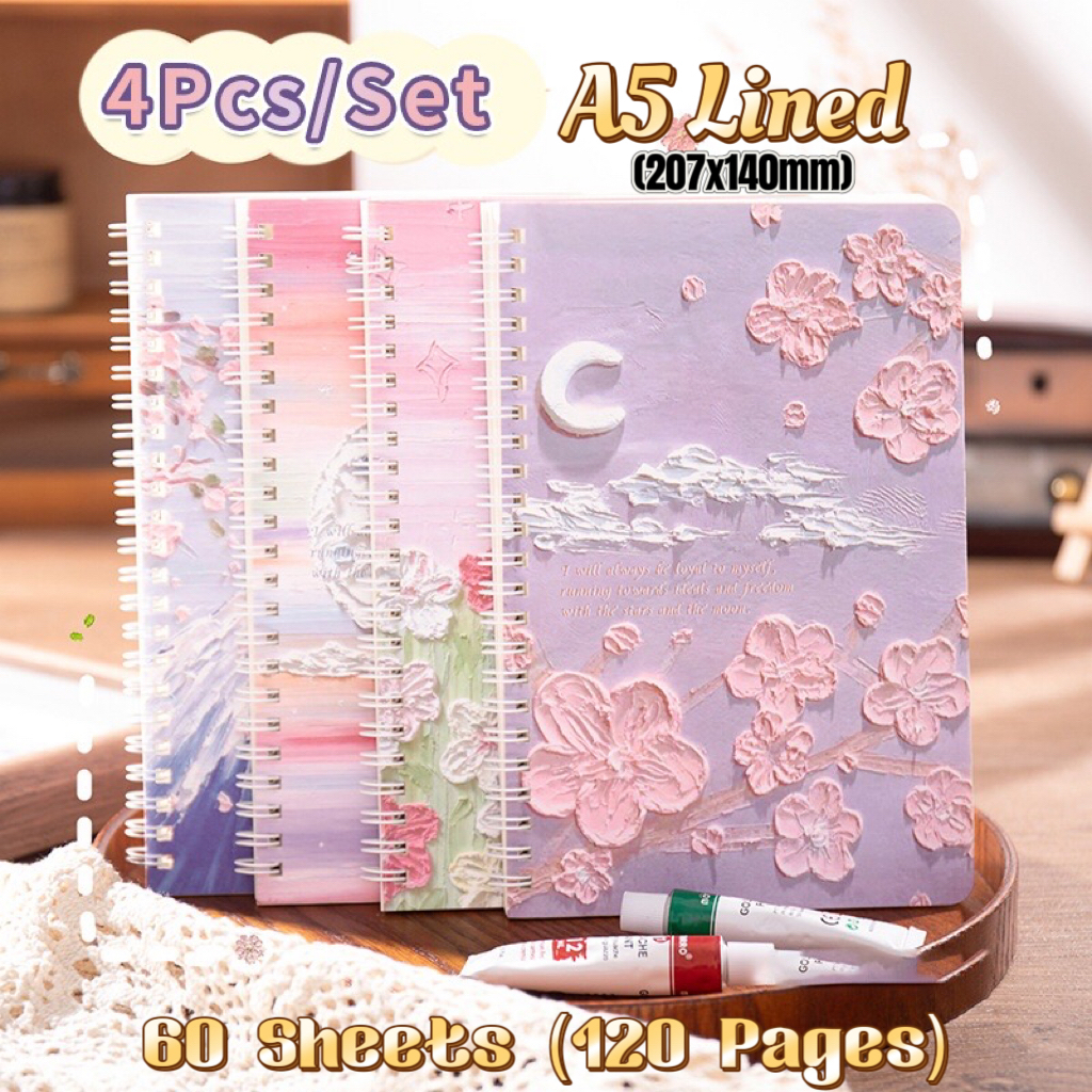 A5 Lined Notebook Set (4pcs/set) | Shopee Philippines