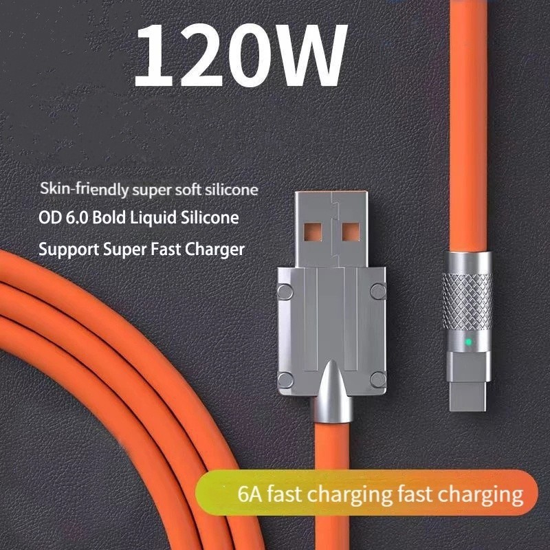 120W 6A Super Fast Charge Type C Liquid Silicone Cable Quick Charge USB ...