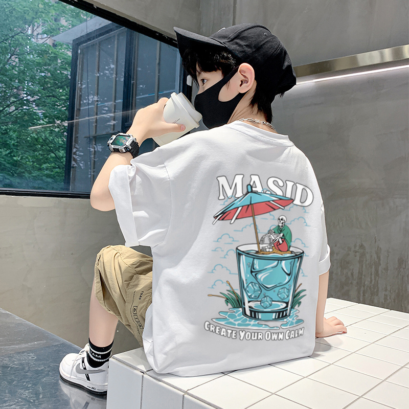 MASID Children's Shirt round neck oversized T-shirt boys and girls ...