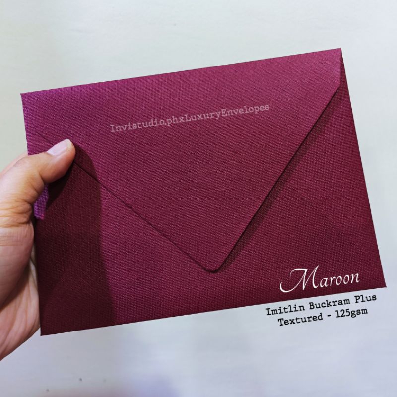 Maroon (10pcs) ON-HAND‼️ Baronial Envelope | Imitlin Buckram Plus 5R ...