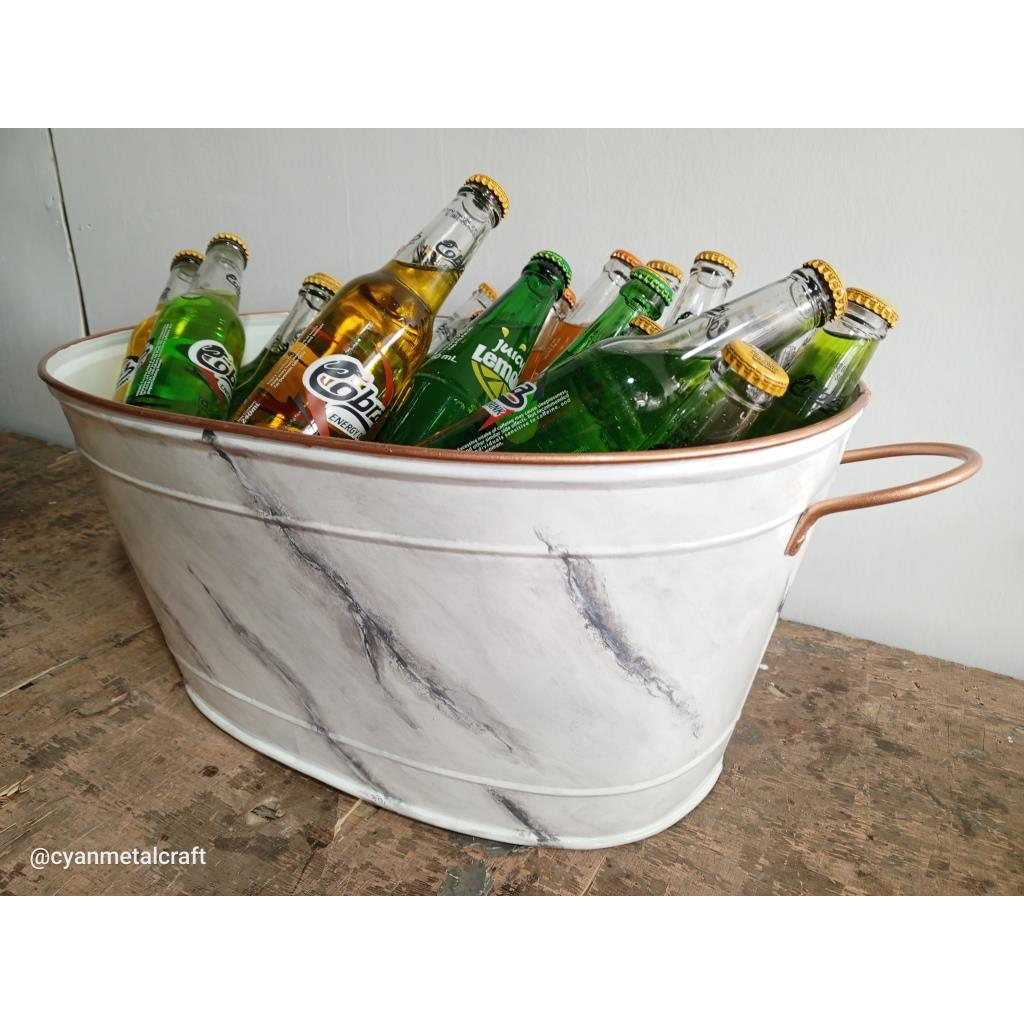 Metal Beverage Tub Containers in Stone Marble Design | Shopee Philippines