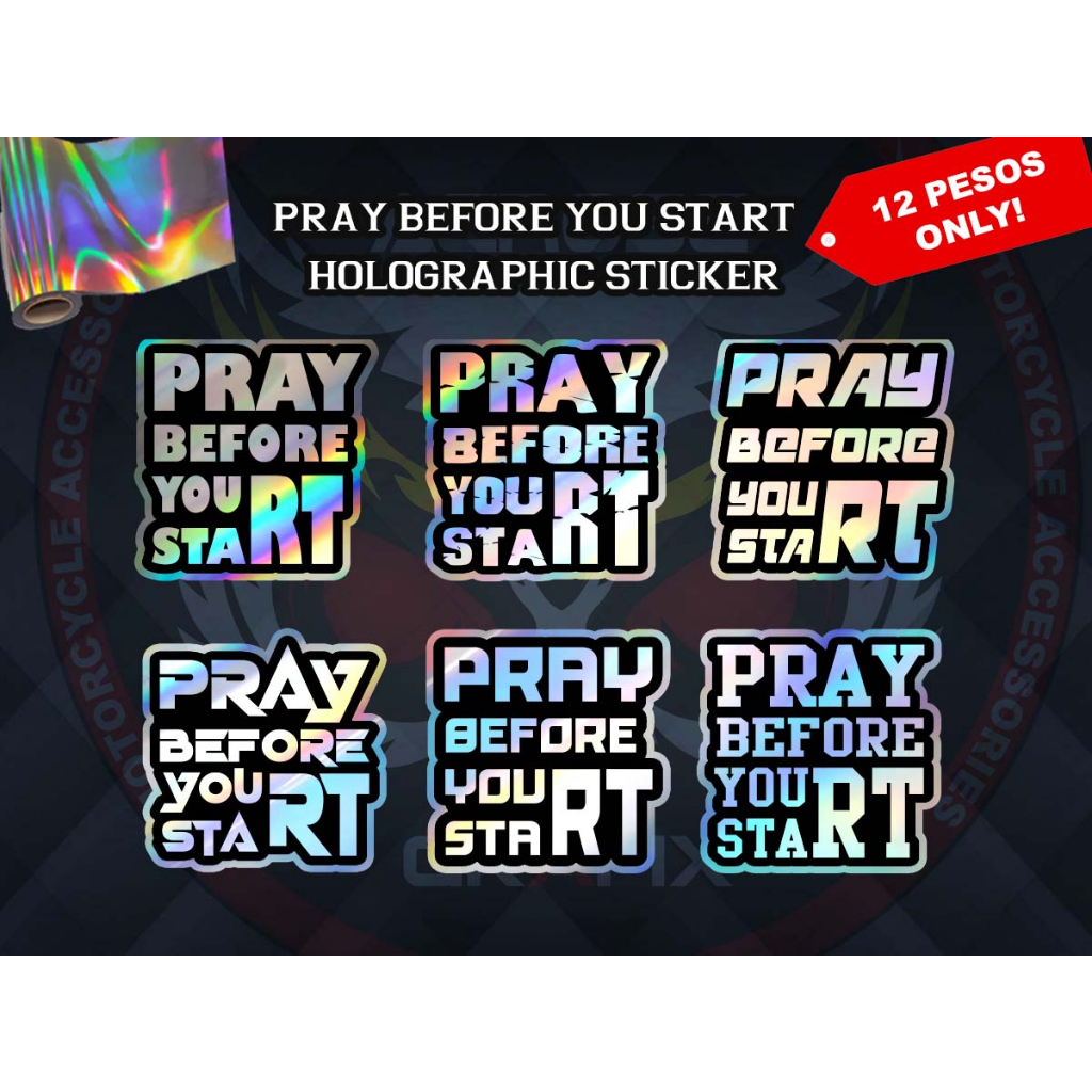 Pray Before You Start Holographic Sticker | Shopee Philippines