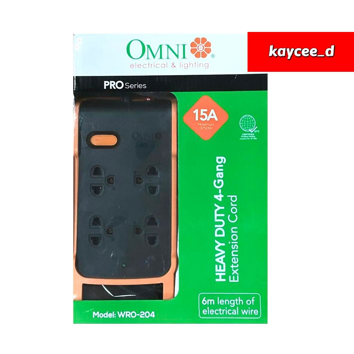 HEAVY DUTY 4-GANG EXTENSION CORD - 6 Meter Cord- WRO-204 | Shopee ...