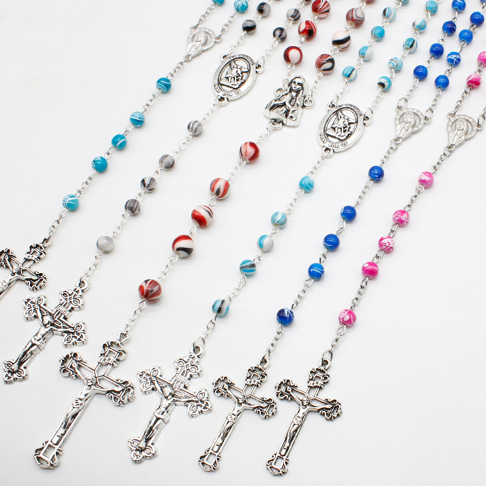Enlightening Swirl Plastic Catholic Rosary - Assorted Saints - Artesano ...