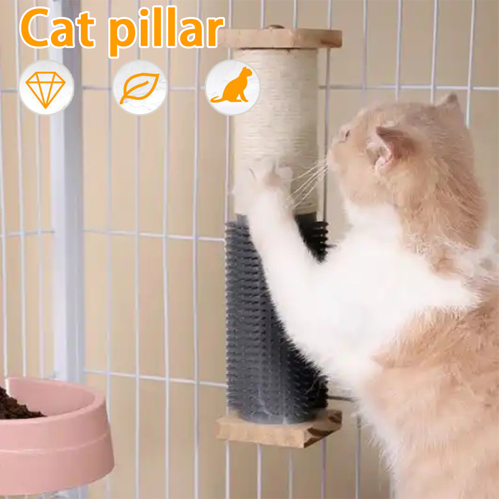 Cat Scratcher Post for Cat Sisal Rope Scratching with Self Groomer ...