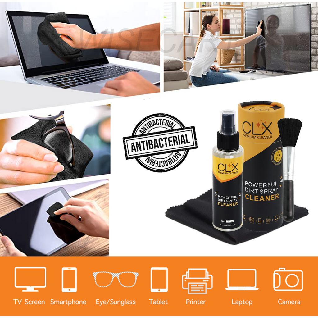 ANTIBACTERIAL Screen Cleaner Spray for All Devices Disinfectant Kit for ...