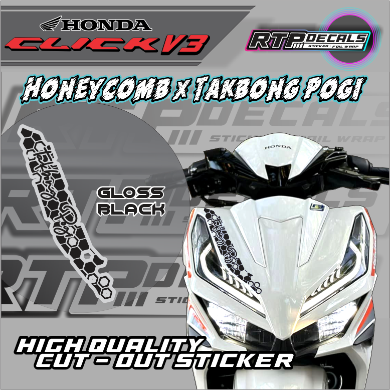 HONDA CLICK V3 HONEYCOMB x TAKBONG POGI FRONT DECALS STICKER | Shopee ...