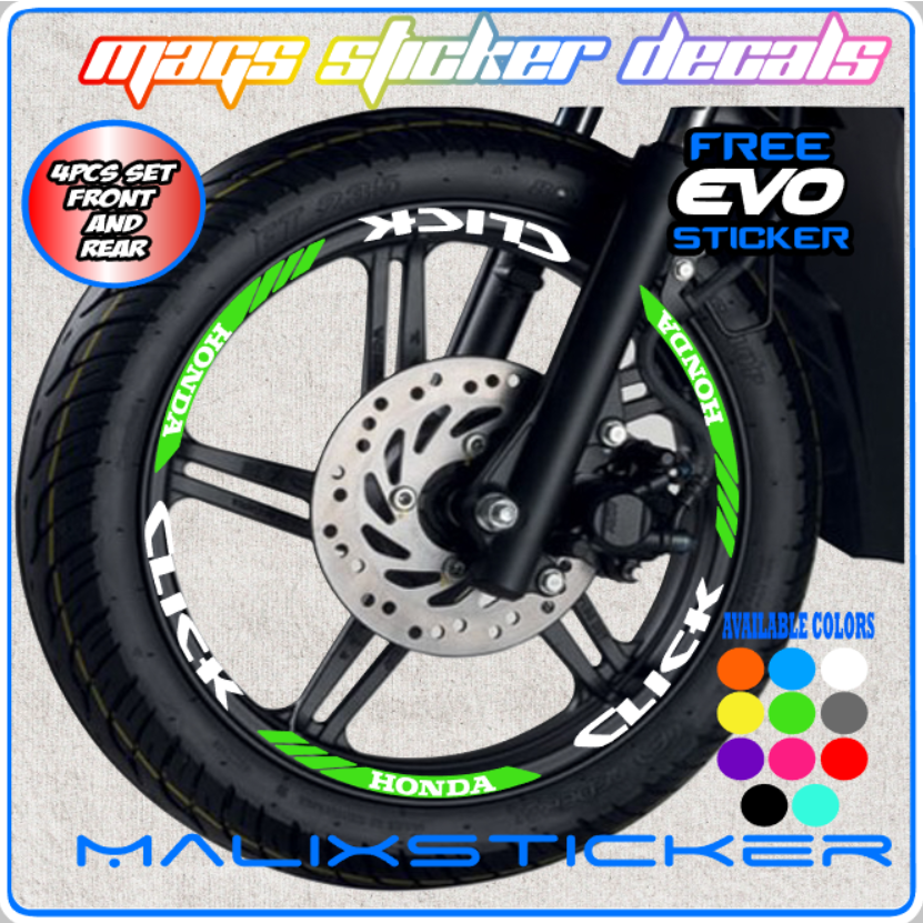 Honda Click 125 / 150 / 160 mags sticker 4pcs set front and rear ...