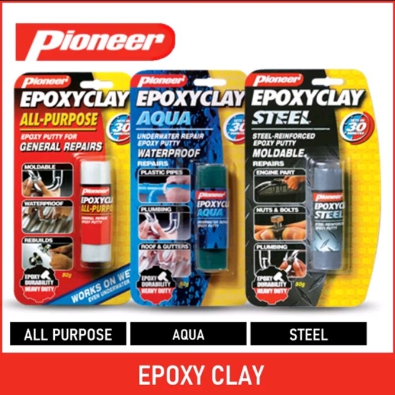 PIONEER EPOXY CLAY ALL PURPOSE / STEEL / AQUA (25G / 50G) PANDIKIT NA ...