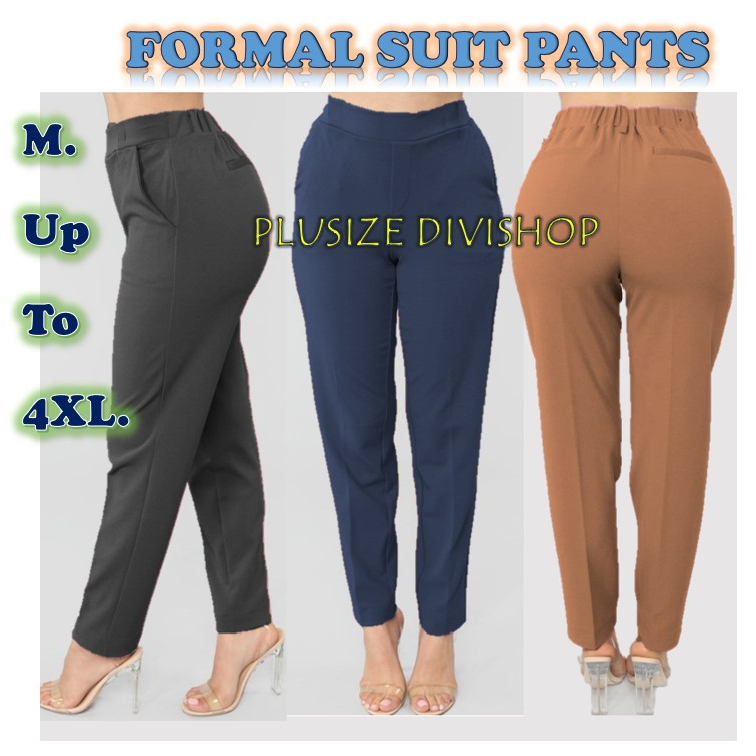 (S-3XL) Strechable Office Uniform Slacks For Plussize Women Spandex ...