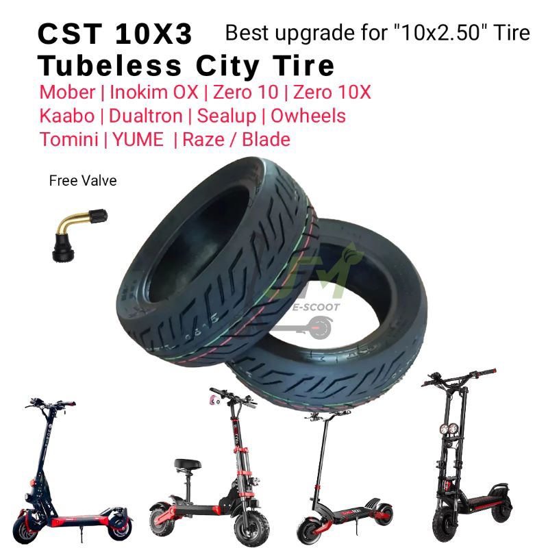 10x3.00-6 CST 10x3 Tubeless Tire for 10 inches Electric Scooter ...