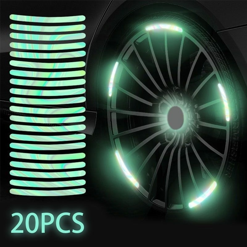20 Pcs Car Wheel Reflective Sticker Super Bright Colorful Reflective ...