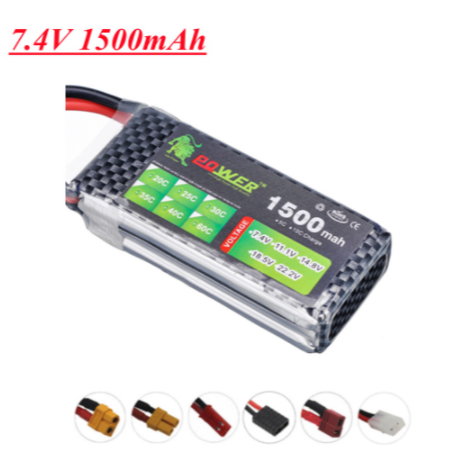 7.4V 1500mAh 30C Lipo Battery For RC Helicopter Toys Car Boats Drone Parts 1500mAh 2s | Shopee ...