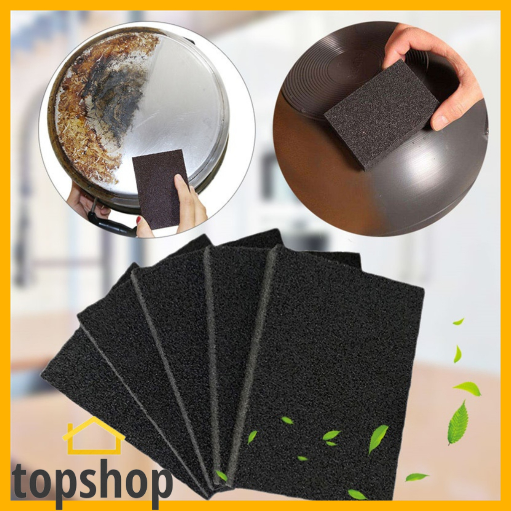 TOPSHOP Black Sponges Nano Emery Rust Remover Dish Brush Pot Cleaning ...