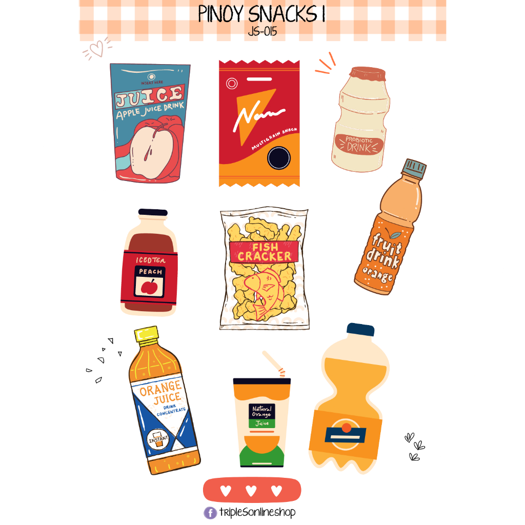 PINOY SNACKS 1 JOURNAL STICKER SHEET | Shopee Philippines