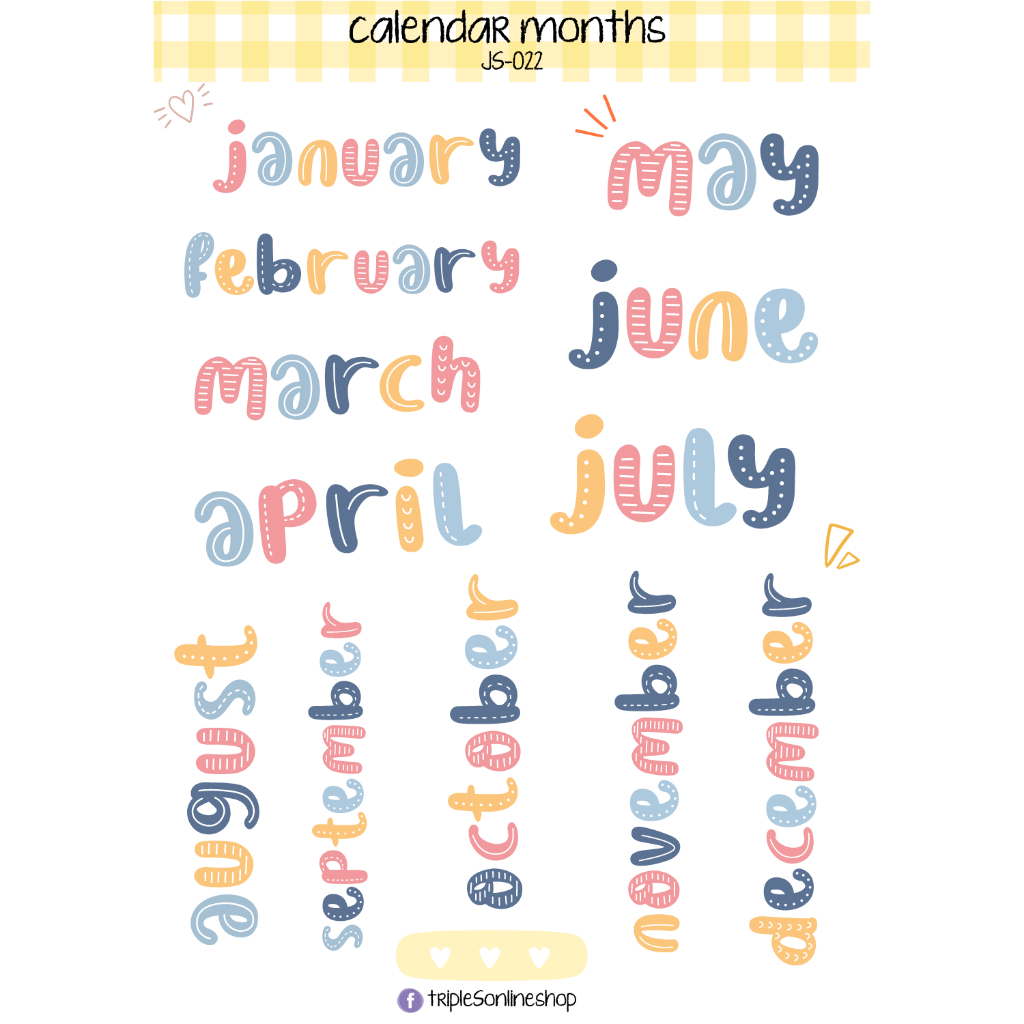 CALENDAR MONTHS JOURNAL STICKER SHEET | Shopee Philippines