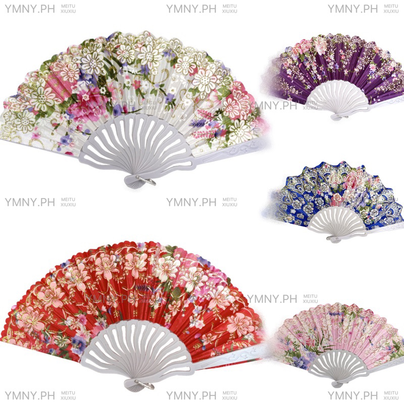 1PCS/Chinese Style Lace Fan Printing Gold Edge Folding Fan (Random ...