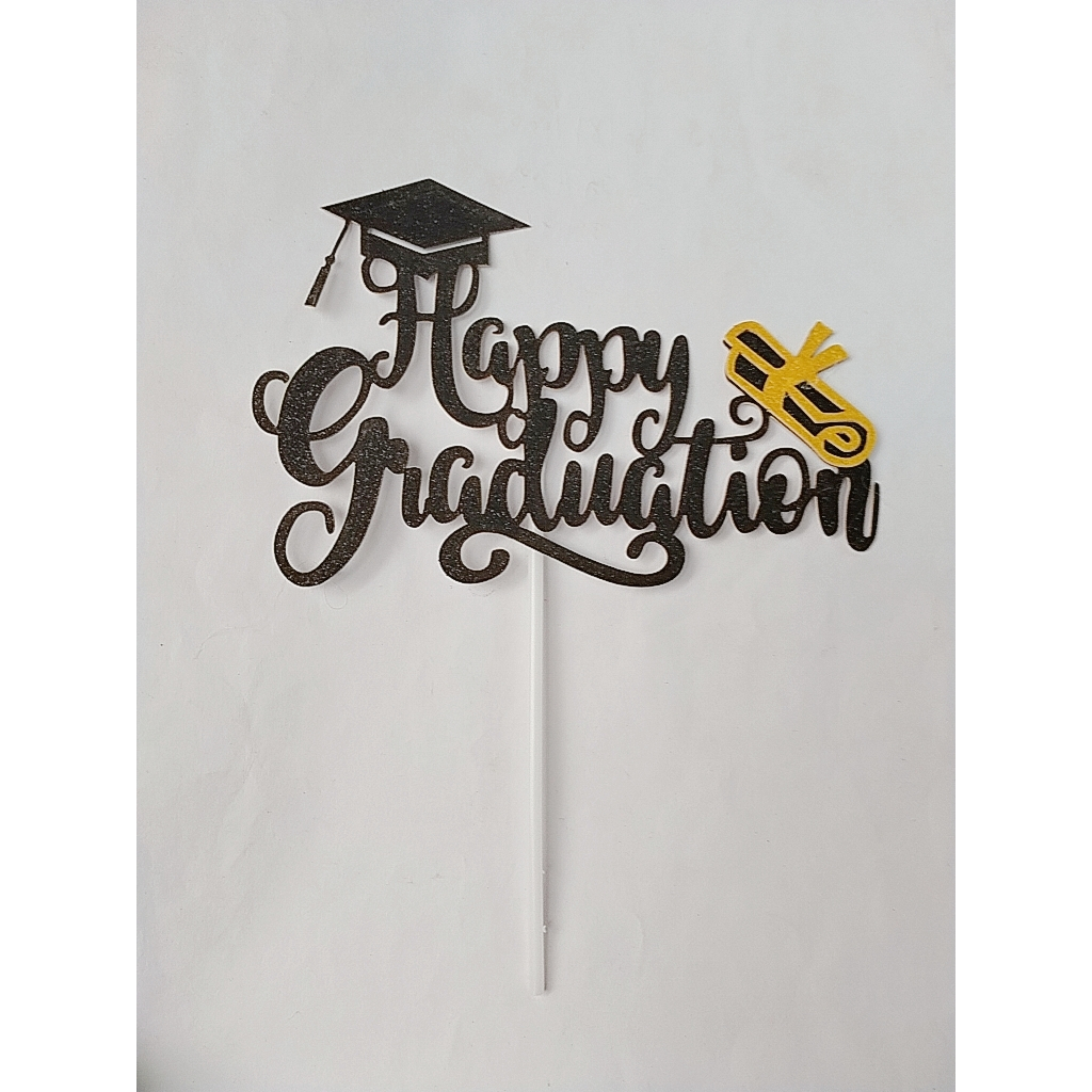 Happy Graduation Black Congrats Grad paper card cake topper baking ...