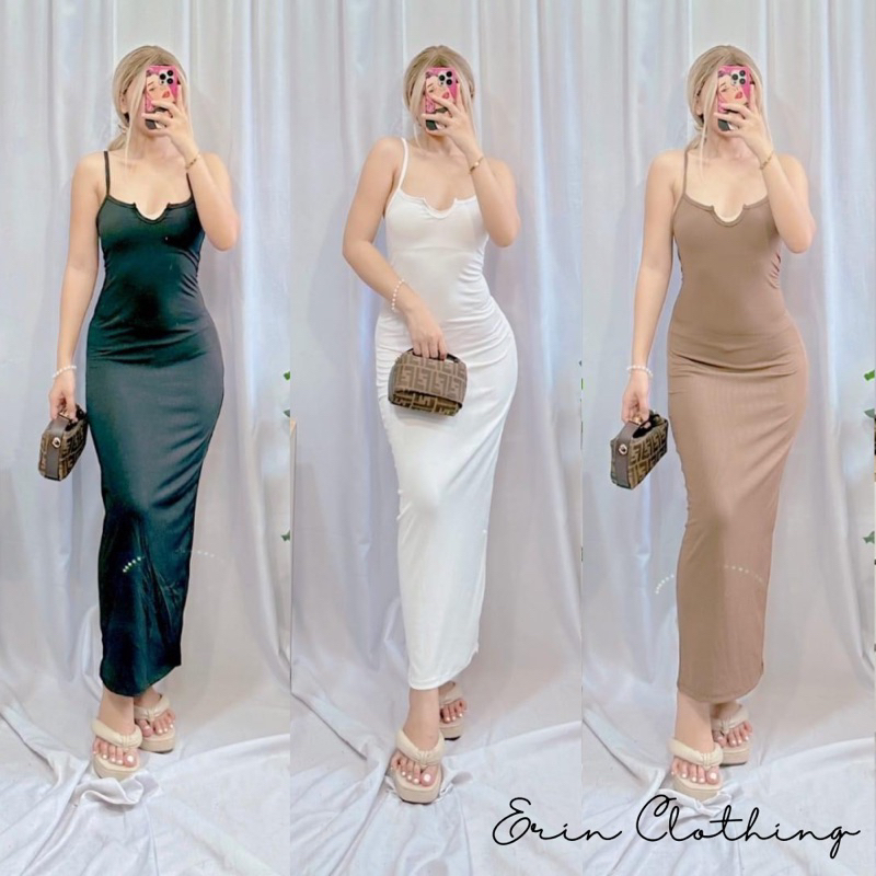 ERIN | ALLISON Halter Spaghetti Strap U-neck Maxi Long Casual Everyday ...