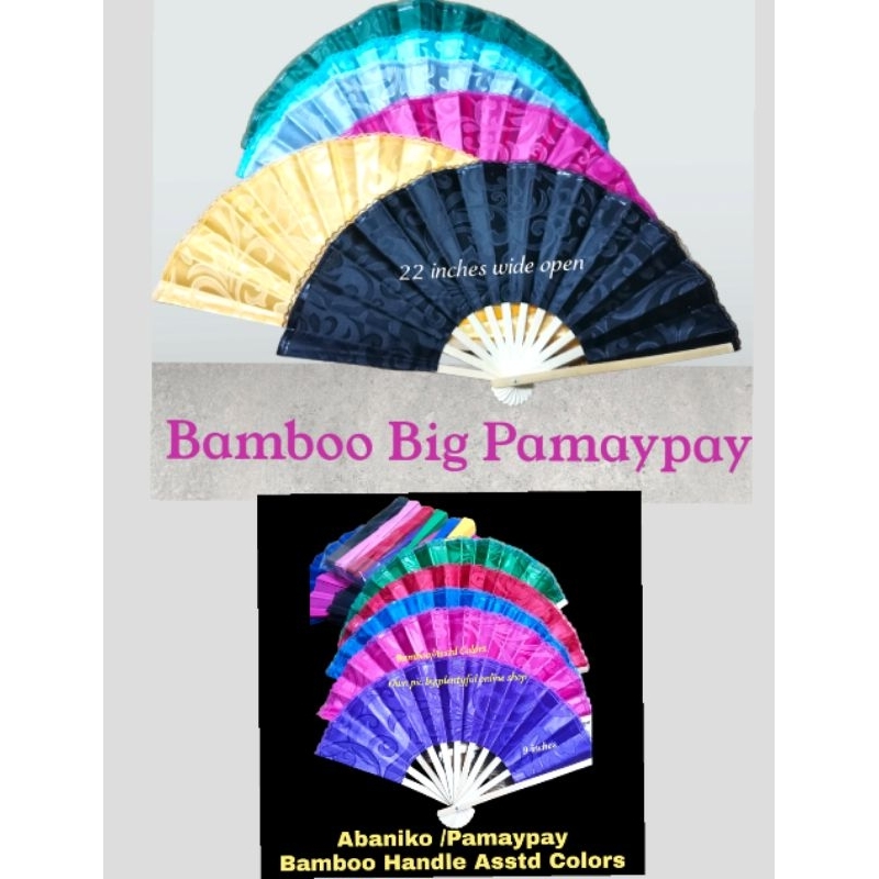 1pc Regular or Big Abaniko o Pamaypay Bamboo Satin and Plastic Handle ...