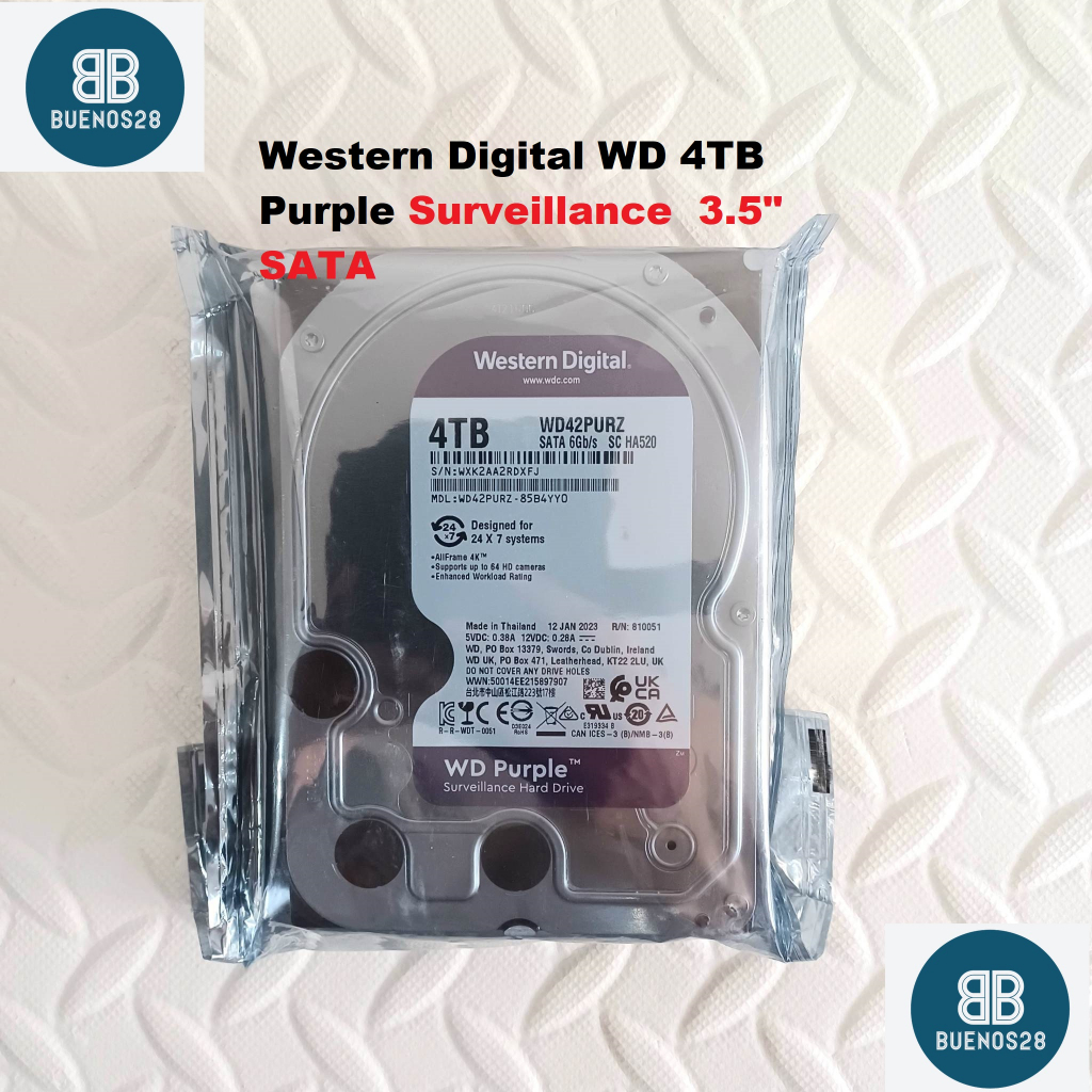 Western Digital WD Purple Surveillance 4TB 3.5" SATA 256MB Cache ...