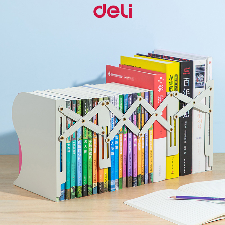 Deli Retractable Book End Desktop Storage Bookshelf Magazines Storage ...