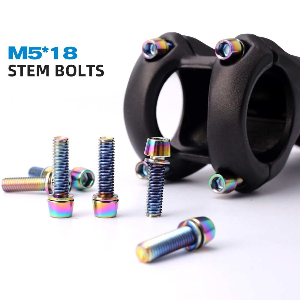 6 Pcs M5x18 Bike Bolts Screw with Gasket for Mtb Road Bicycle Stem ...