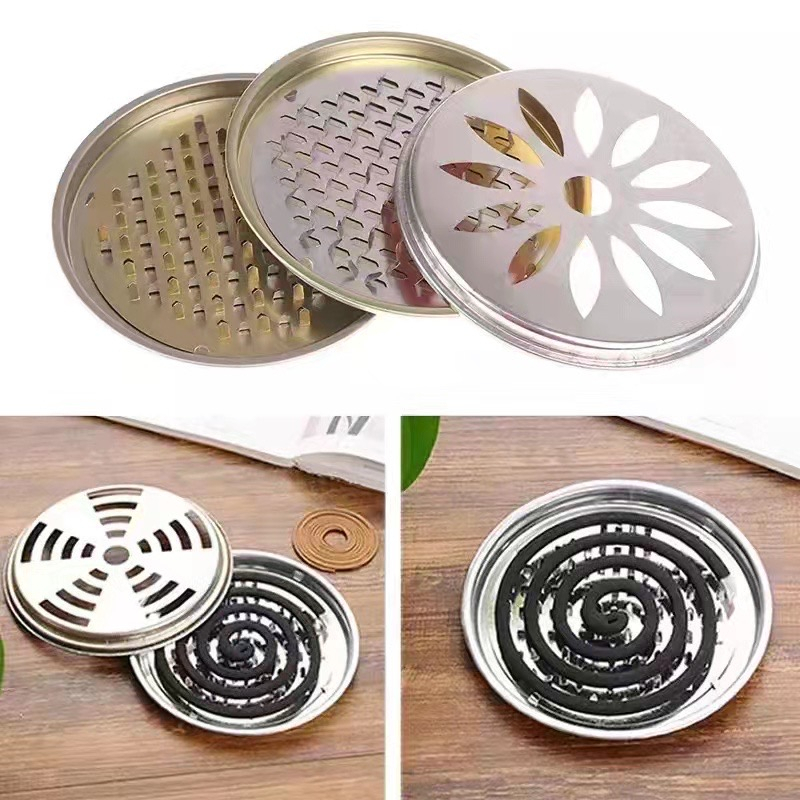 1pc Home Stainless Steel Mosquito Coil Tray W/Cover Fire-proof Mosquito ...