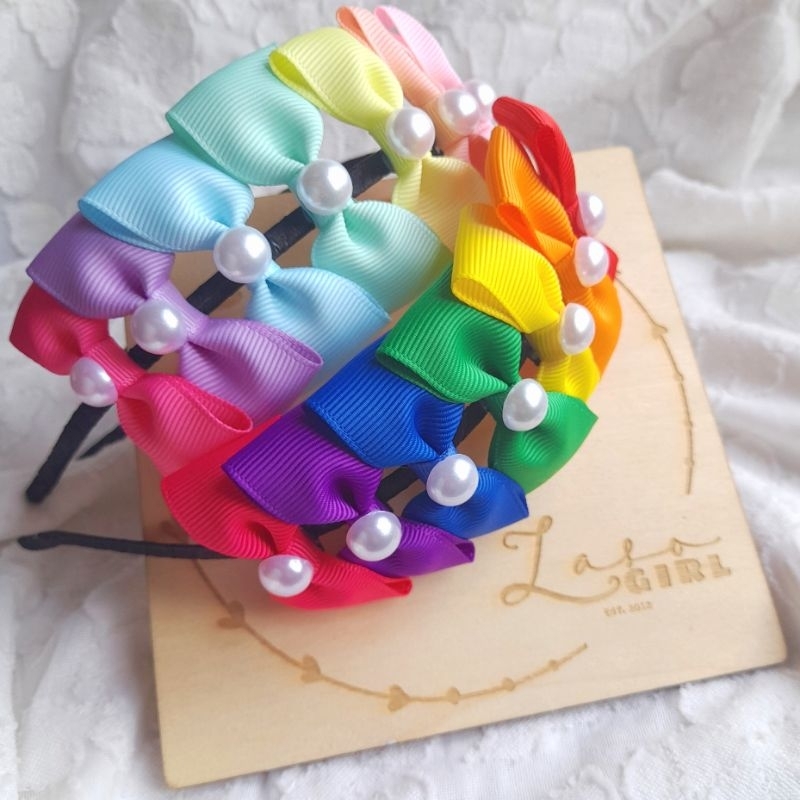 Mini Bows & Pearls Headband - Laso Girl Pastel & Rainbow Special ...