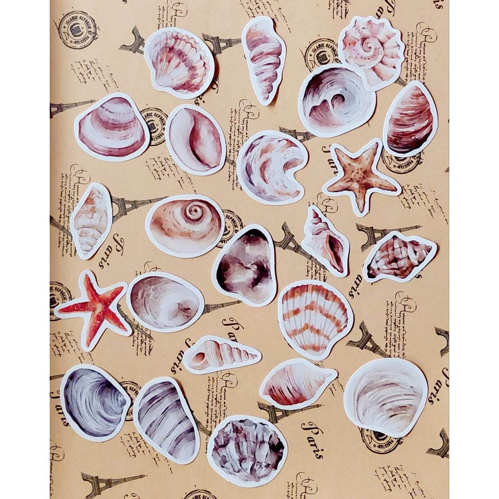 (12 Pieces) Vintage Stickers - SHELLS for Journaling, Scrap Booking ...